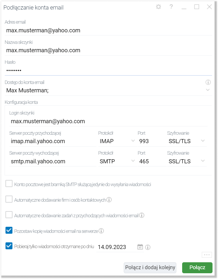 Konfiguracja skrzynki pocztowej w Firmao - System CRM i oprogramowanie ERP Firmao